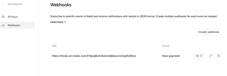 Webhooks - Rebill Docs
